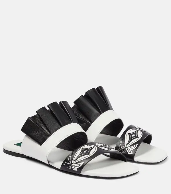 Emilio Pucci Embroidered Leather Sandals - Multicoloured