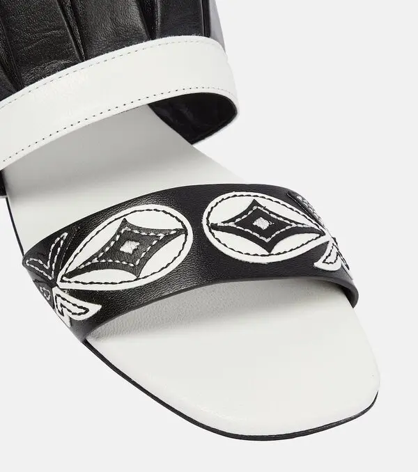 Emilio Pucci Embroidered Leather Sandals - Multicoloured