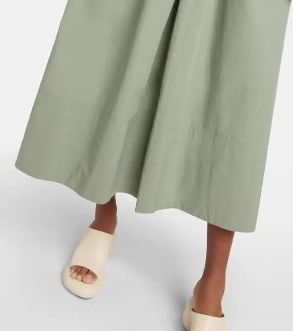 JIL SANDER Drawstring Cotton Poplin Midi Dress