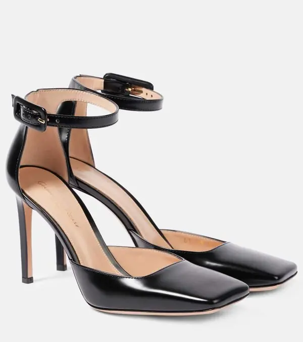 GIANVITO ROSSI 95 Polished Leather Slingback Pumps - Black