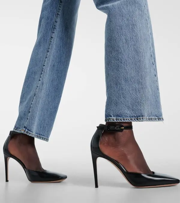 GIANVITO ROSSI 95 Polished Leather Slingback Pumps