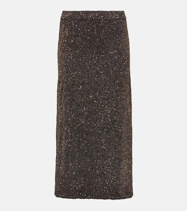 Altuzarra Milos Metallic Knit Maxi Skirt - Black