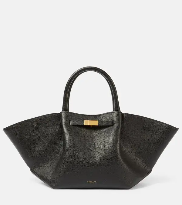 DEMELLIER New York Medium Leather Tote Bag - Black