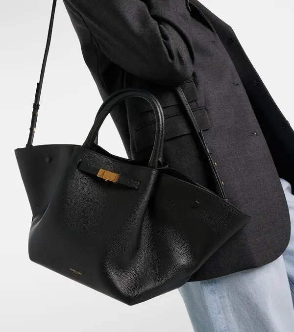 DEMELLIER New York Medium Leather Tote Bag - Black