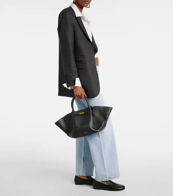 DEMELLIER New York Medium Leather Tote Bag - Black