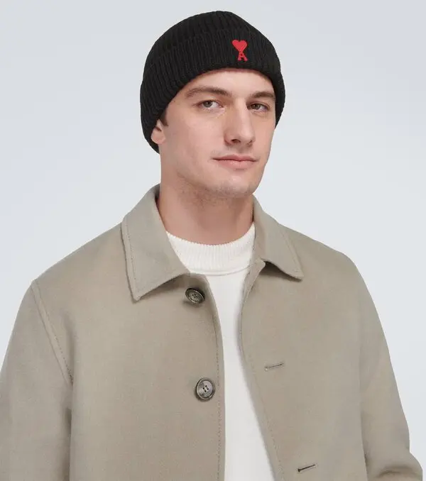 AMI Paris De Coeur Ribbed-knit Beanie