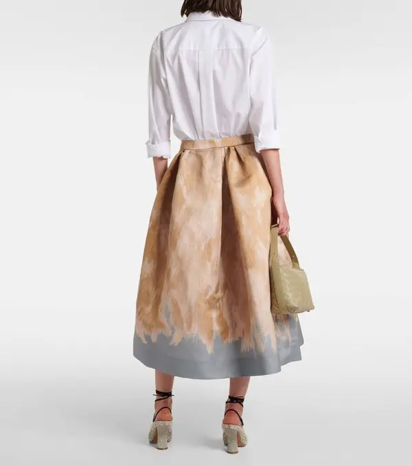 Dries Van Noten Printed High-rise Midi Skirt