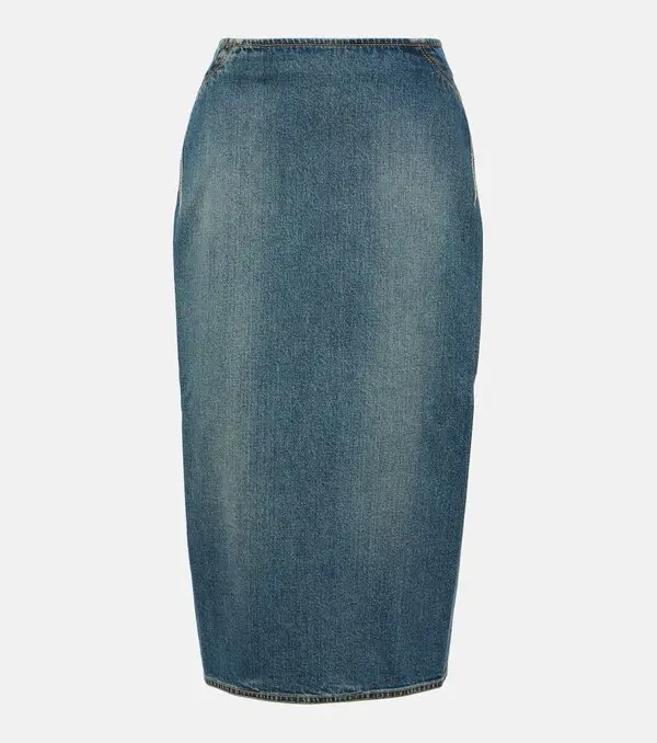 Alaïa Denim Pencil Skirt