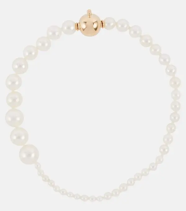 Sophie Bille Brahe Petite Peggy 14kt Gold Bracelet With Freshwater Pearls - White