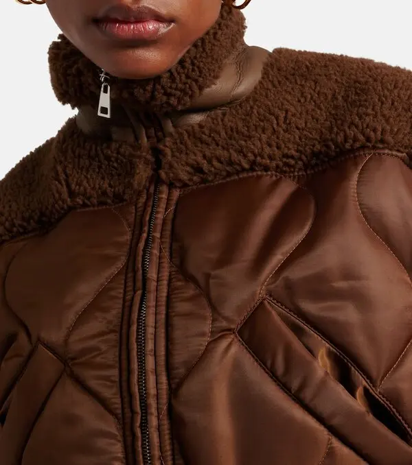 BLANCHA Quilted Shearling Bomber Jacket