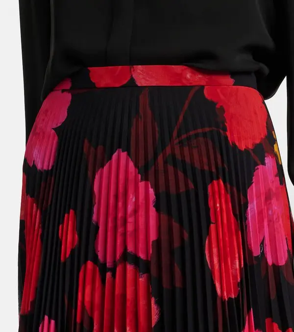 Erdem Pleated Floral Midi Skirt