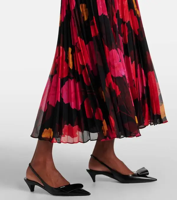 Erdem Pleated Floral Midi Skirt