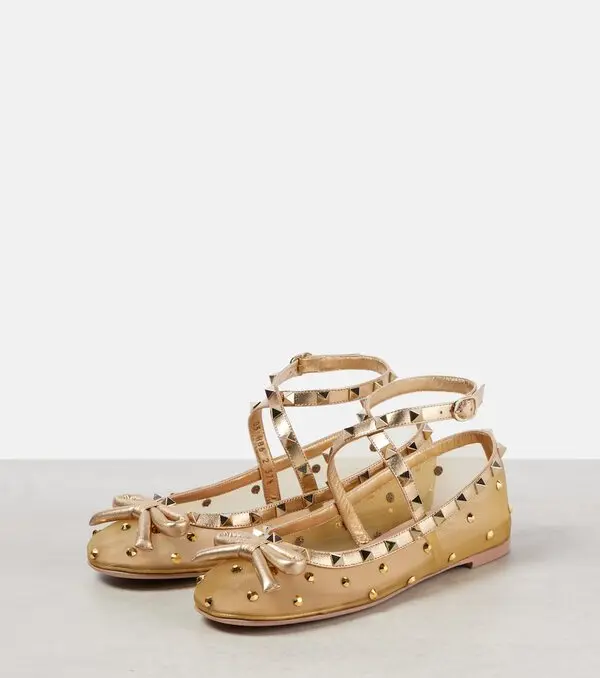Valentino Garavani Rockstud Embellished Ballet Flats