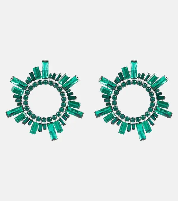 Amina Muaddi Begum Crystal-embellished Earrings - Green