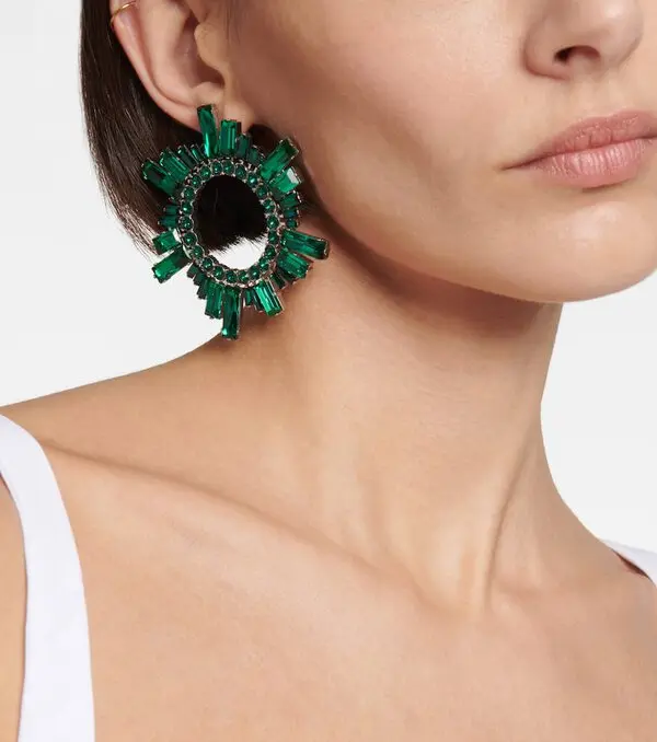 Amina Muaddi Begum Crystal-embellished Earrings - Green