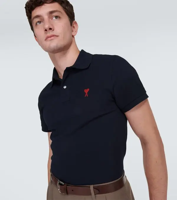 AMI Paris De Cour Cotton Pique Polo Shirt