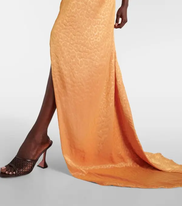 Costarellos Joa Gathered Halterneck Gown - Orange
