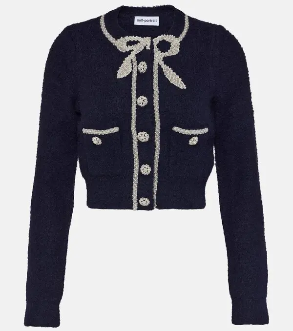 SELF-PORTRAIT Embellished Cropped Cardigan