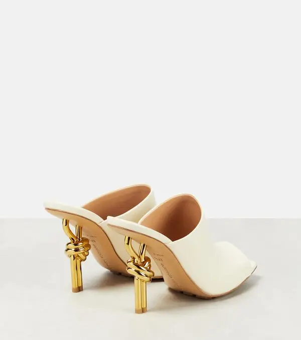 Bottega Veneta Knot Leather Mules - White
