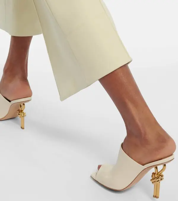 Bottega Veneta Knot Leather Mules - White