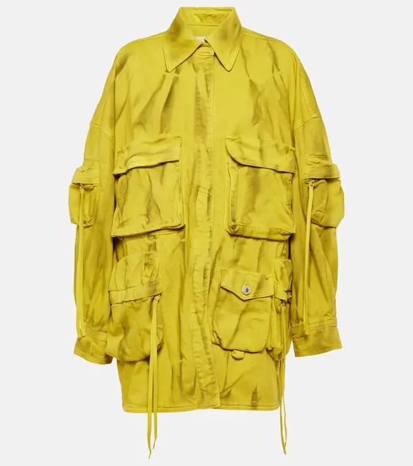 Attico Fern Cotton Biker Jacket In Hazelnut
