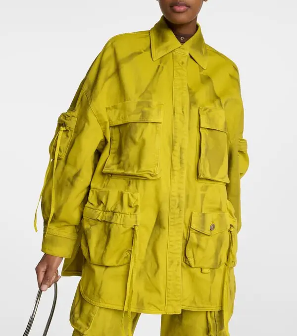Attico Fern Cotton Biker Jacket In Hazelnut