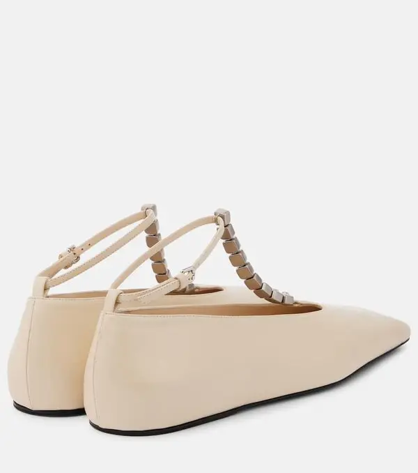 JIL SANDER Crystal-embellished Leather Ballet Flats