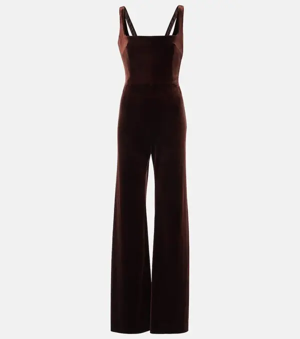 Galvan Vesper Velvet Jumpsuit - Brown