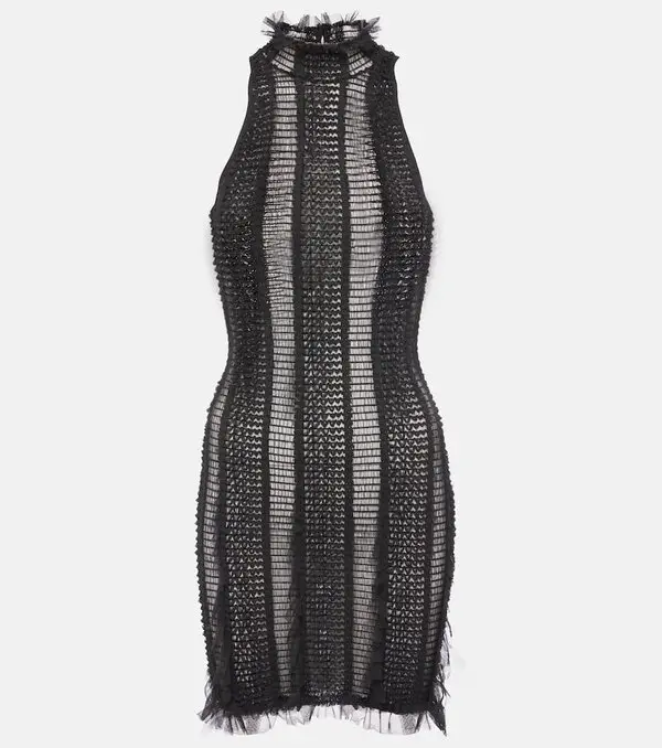 ROBERTA EINER Angel Tulle-trimmed Minidress - Black