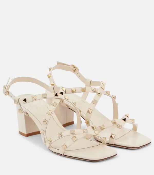 Valentino Garavani Rockstud Leather Sandals - White