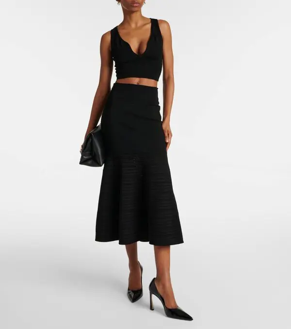Victoria Beckham Jersey Midi Skirt