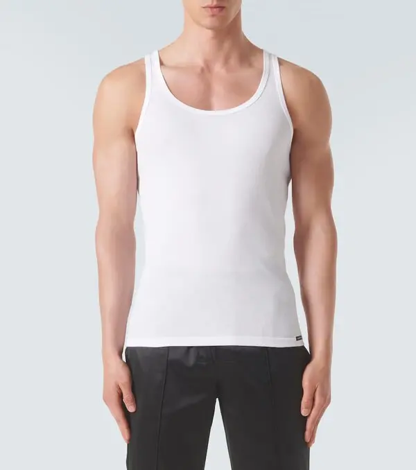 TOM FORD Ribbed Knit Cotton-blend Tank Top - White