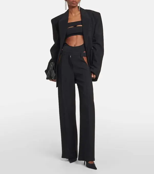 MUGLER Circle Off-shoulder Cutout Bodysuit