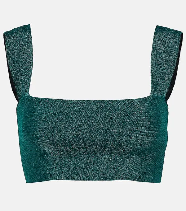 Victoria Beckham Metallic Knit Bra Top - Green