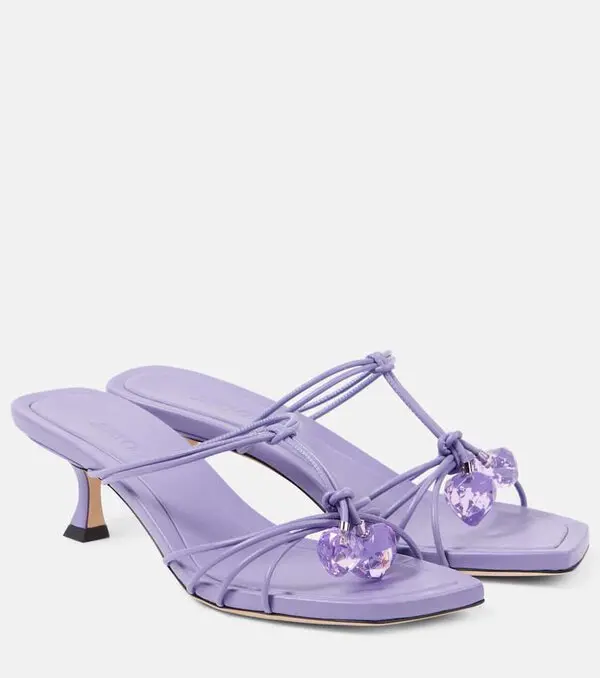 JIMMY CHOO Jemma 50 Embellished Leather Mules