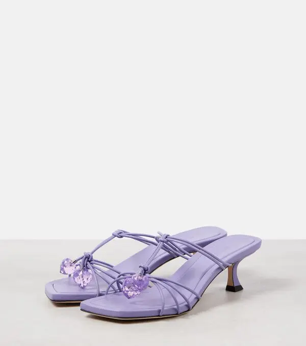 JIMMY CHOO Jemma 50 Embellished Leather Mules
