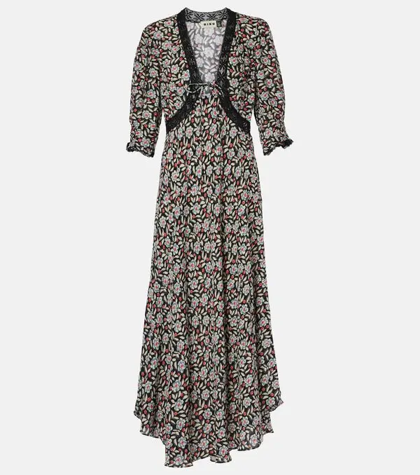 Rixo Amina Floral Crepe Midi Dress