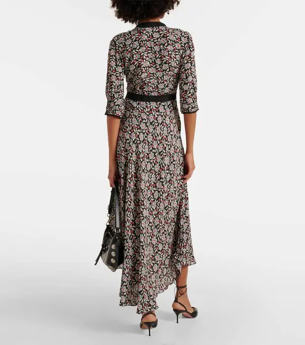 Rixo Amina Floral Crepe Midi Dress