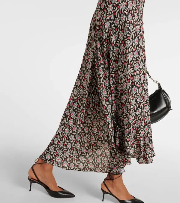 Rixo Amina Floral Crepe Midi Dress