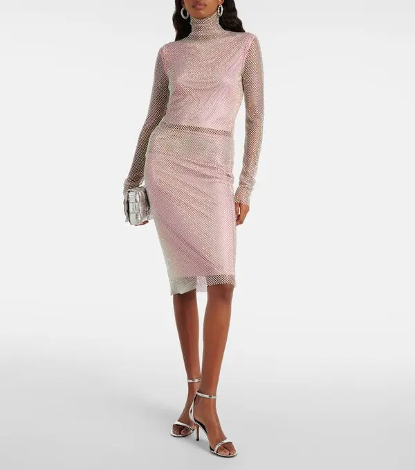 Sportmax Fishnet Embellished Turtleneck Top