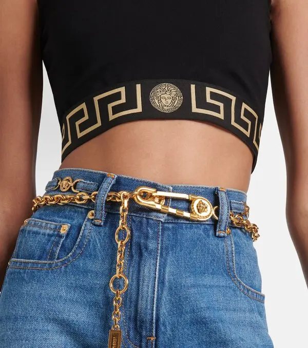 Versace Greca Border Cropped Tank Top