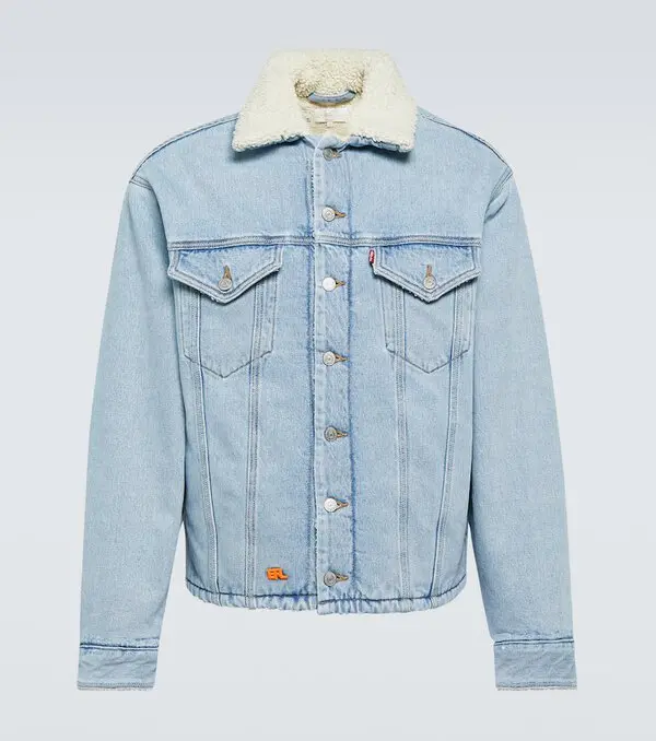 ERL Denim Trucker Jacket With Sherpa Collar