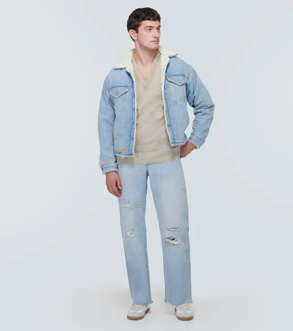 ERL Denim Trucker Jacket With Sherpa Collar