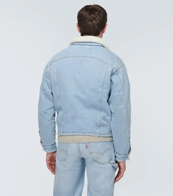 ERL Denim Trucker Jacket With Sherpa Collar