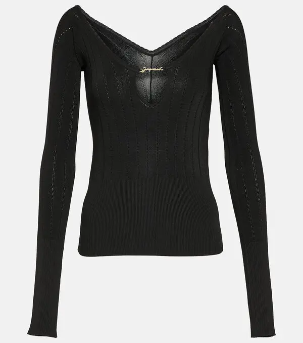Jacquemus Le Haut Pralu Ribbed-knit Top - Black