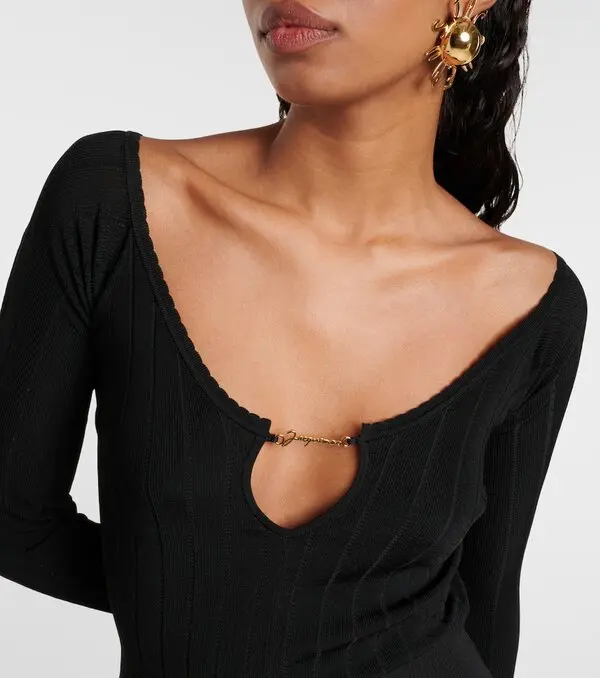 Jacquemus Le Haut Pralu Ribbed-knit Top - Black