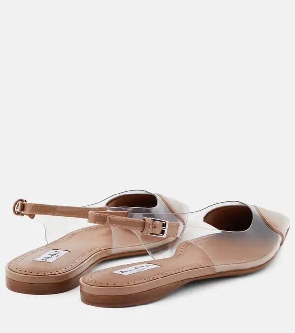 Alaïa Le Cour Patent Leather And Pu Slingback Flats - Beige