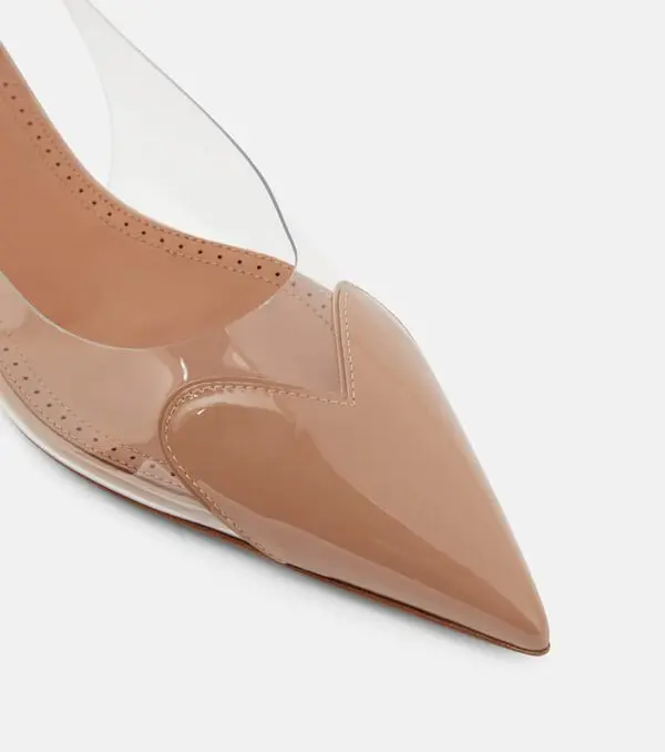 Alaïa Le Cour Patent Leather And Pu Slingback Flats - Beige