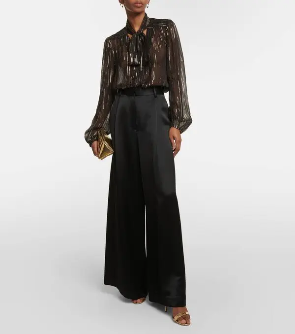 Rixo Moss Metallic Jacquard Blouse