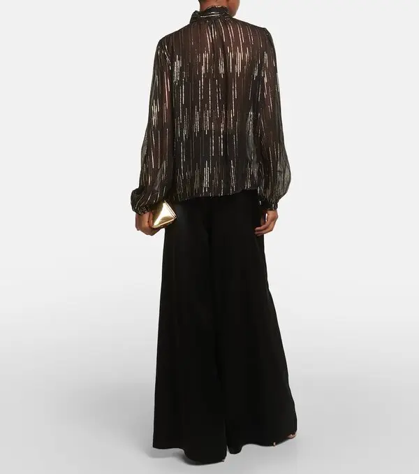 Rixo Moss Metallic Jacquard Blouse